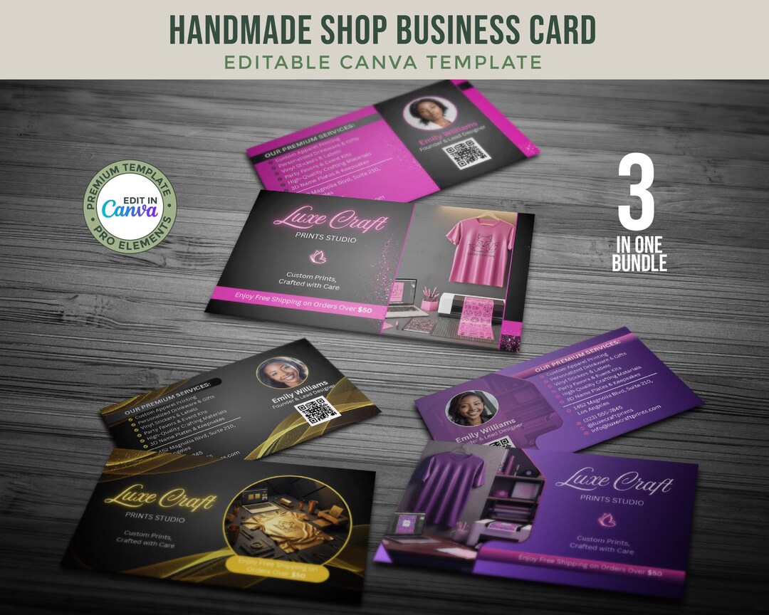 Handmade Shop Business Card Template for Crafters & Creative ...