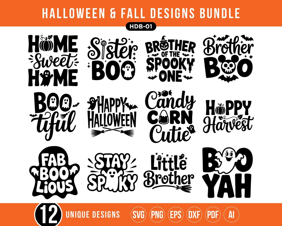 Halloween & Fall Design Bundle: SVG, PNG, PDF Files (commercial Use ...