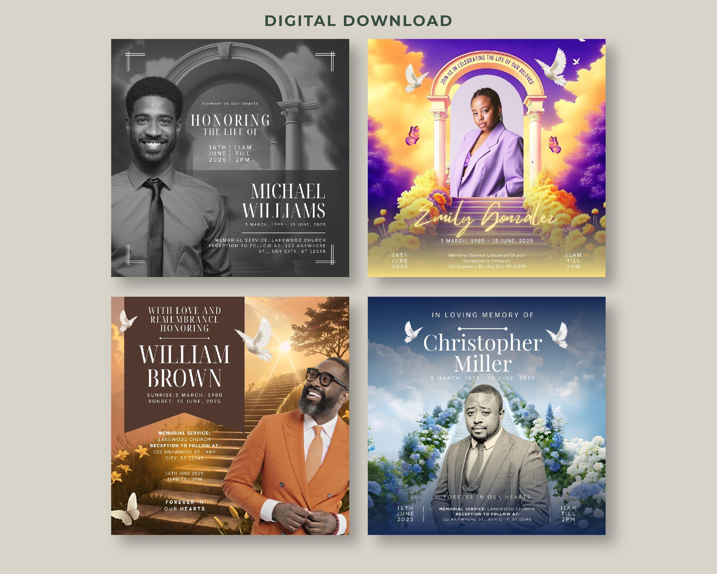 Funeral Program Template Bundle: 20 Memorial Designs (canva) - Etsy
