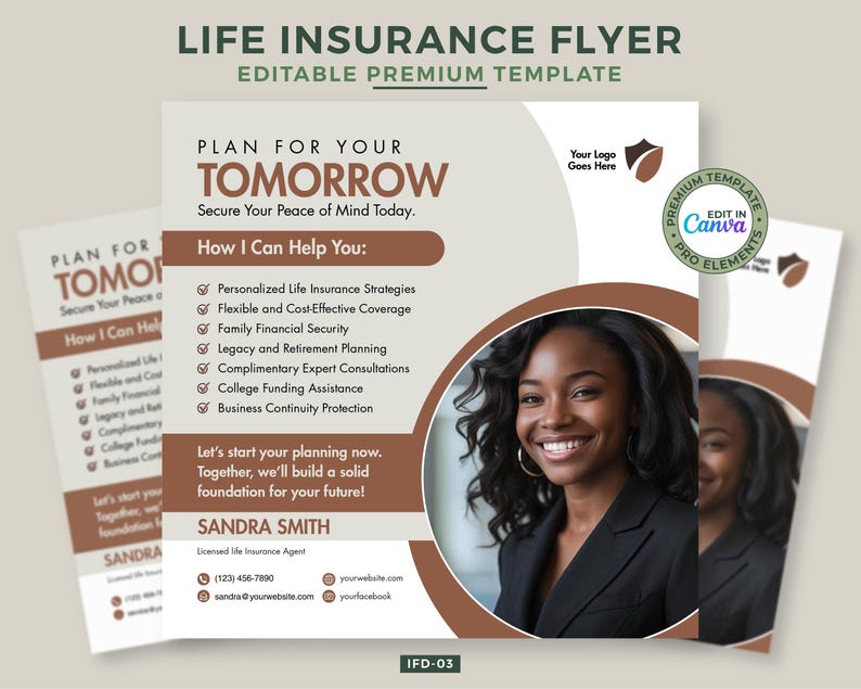 Life Insurance Flyer Template: Editable Financial Advisor Marketing ...