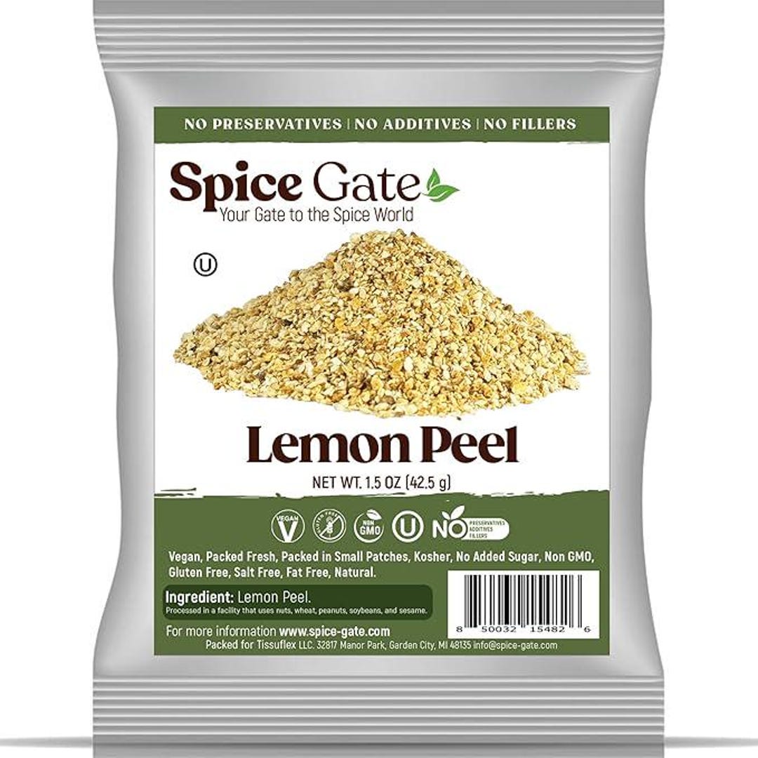 Spice Gate Lemon Peel Granules (1.5 Oz), Zesty Dry Lemon Peels for ...