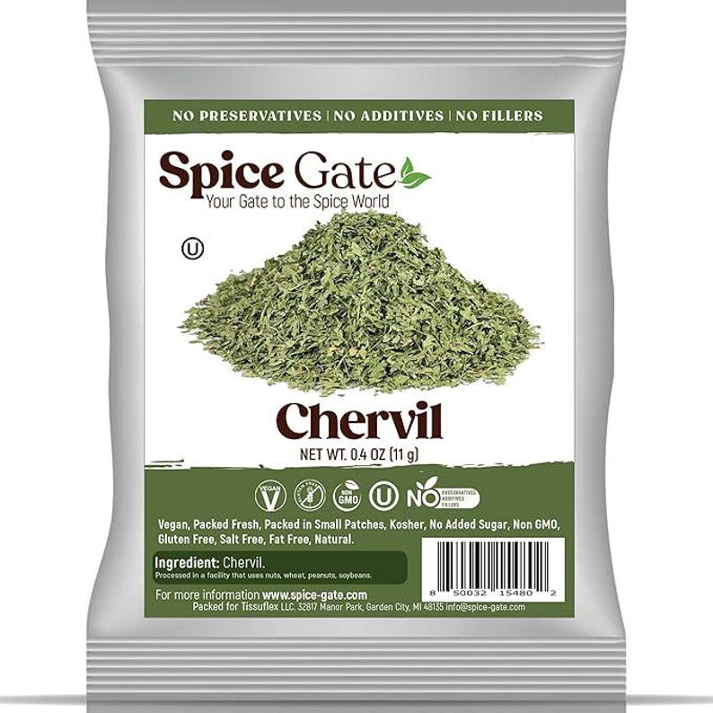 Spice Gate Dried Chervil (0.4 Oz), Fresh Dried Chervil Herbs, Kosher ...