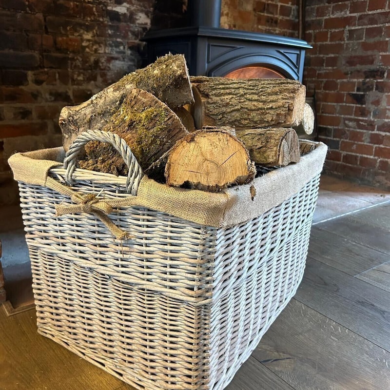 Wicker Lined Log Basket - Etsy UK