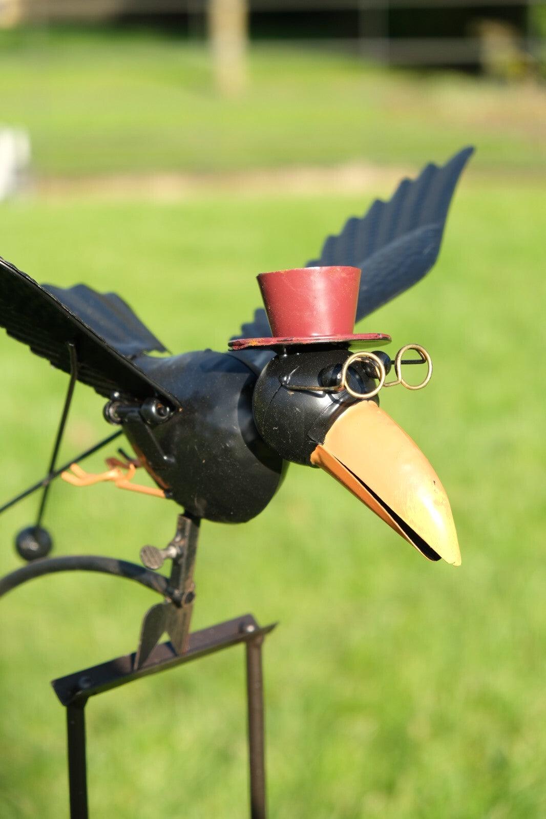 Flying Rocking Balancing Dad Crow Rocker Garden Ornament Decoration ...