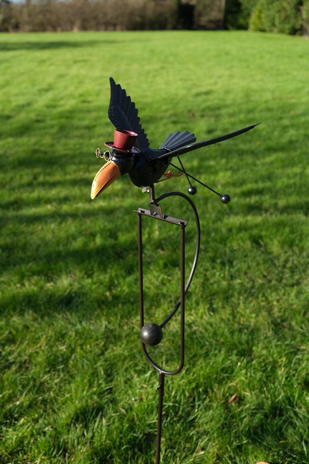 Flying Rocking Balancing Dad Crow Rocker Garden Ornament Decoration ...