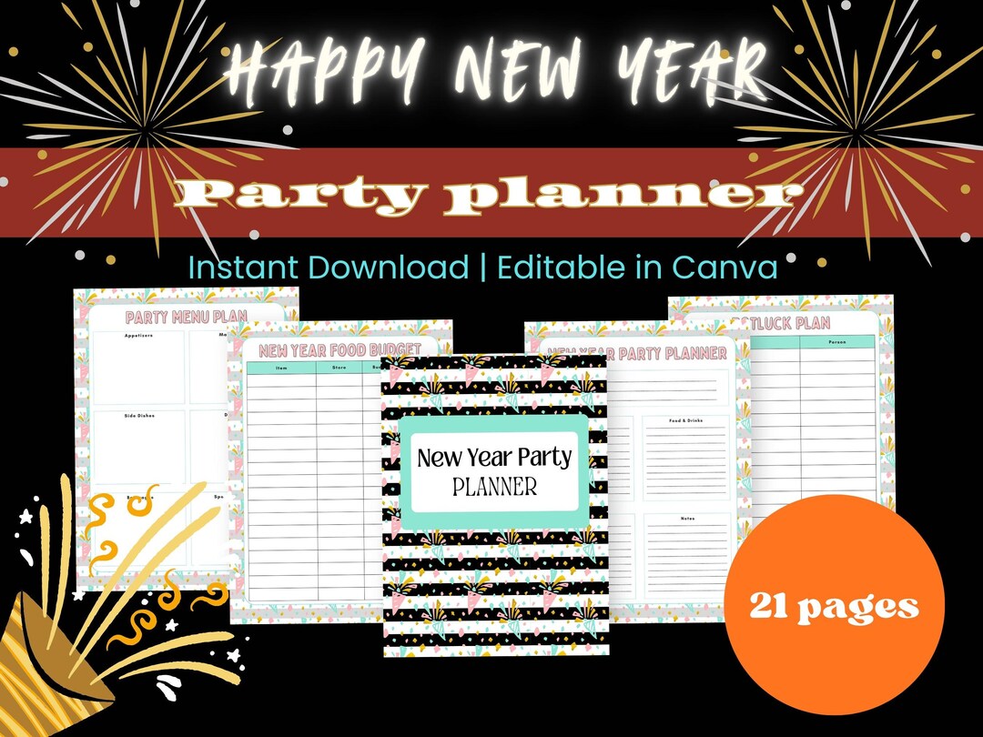 New Year Party Planner Printable – 2025 NYE Event Planner, Checklist ...