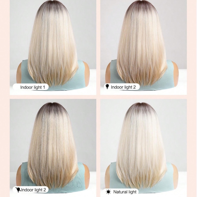 Linen Blonde Wig With Bangs: Heat-resistant Medium Length - Etsy