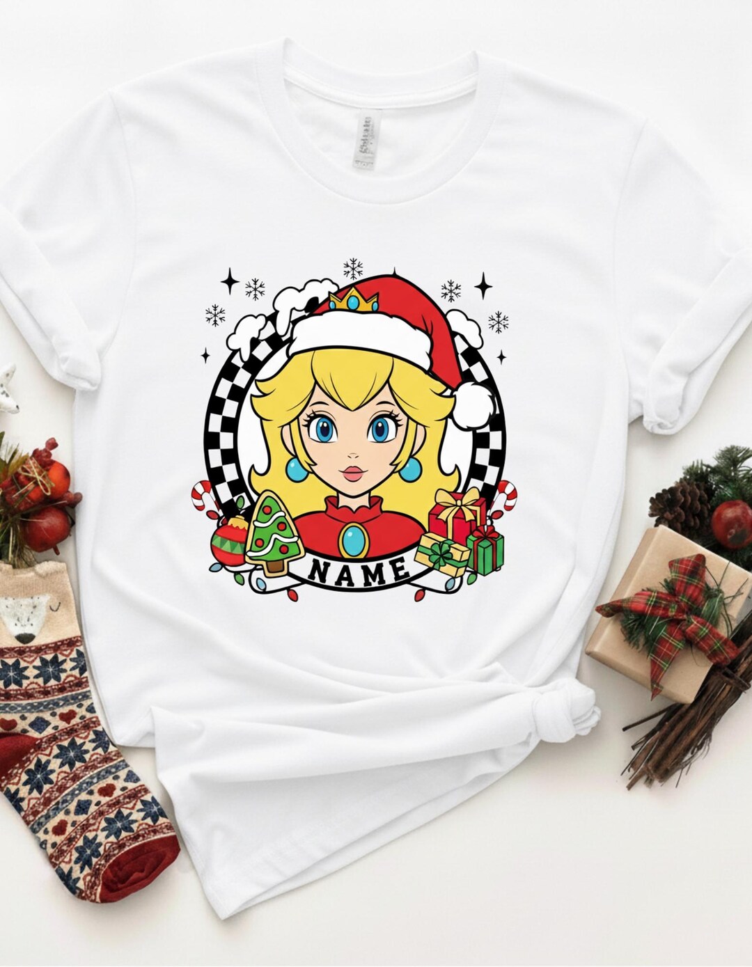 Personalized Princess Peach Super Mario Christmas Shirt,mario Luigi ...