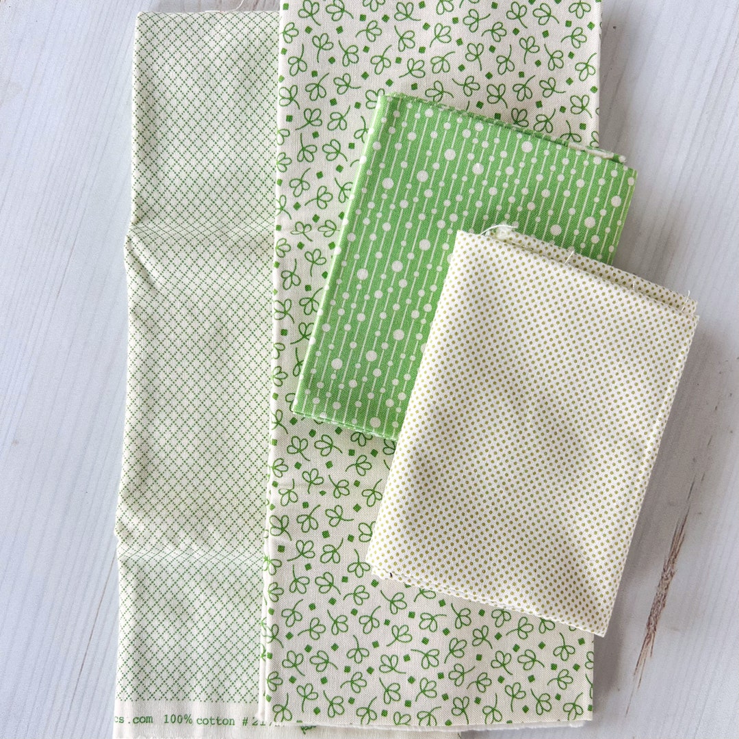 Stashbuilder Color Bundle of Fabrics - Soft Green on Cream - Etsy