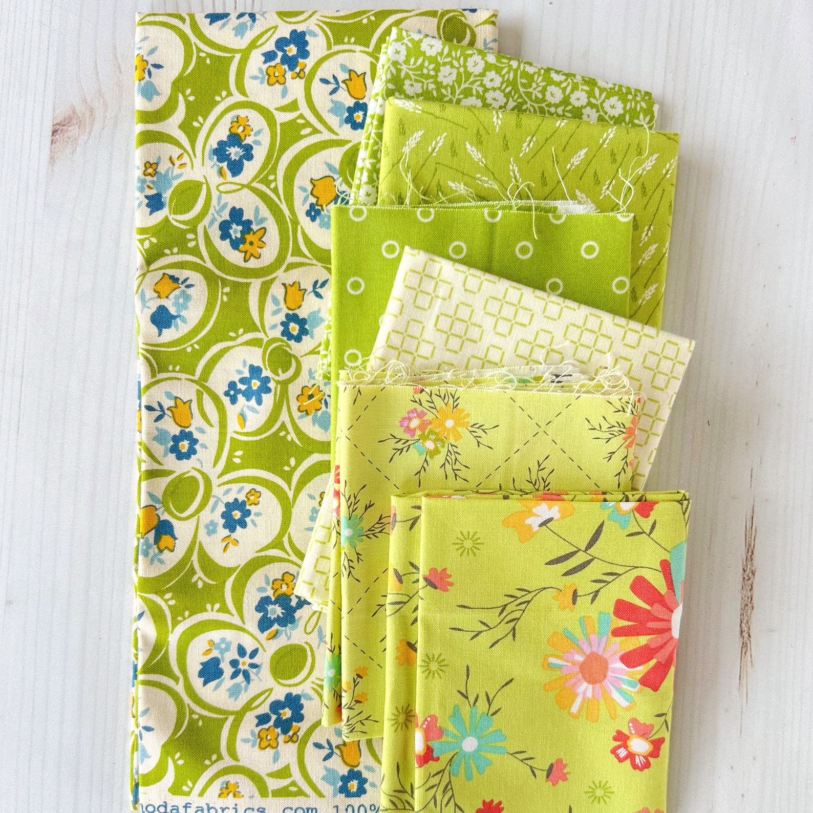 Stashbuilder Color Bundle of Fabrics Bright Yellow-greens - Etsy