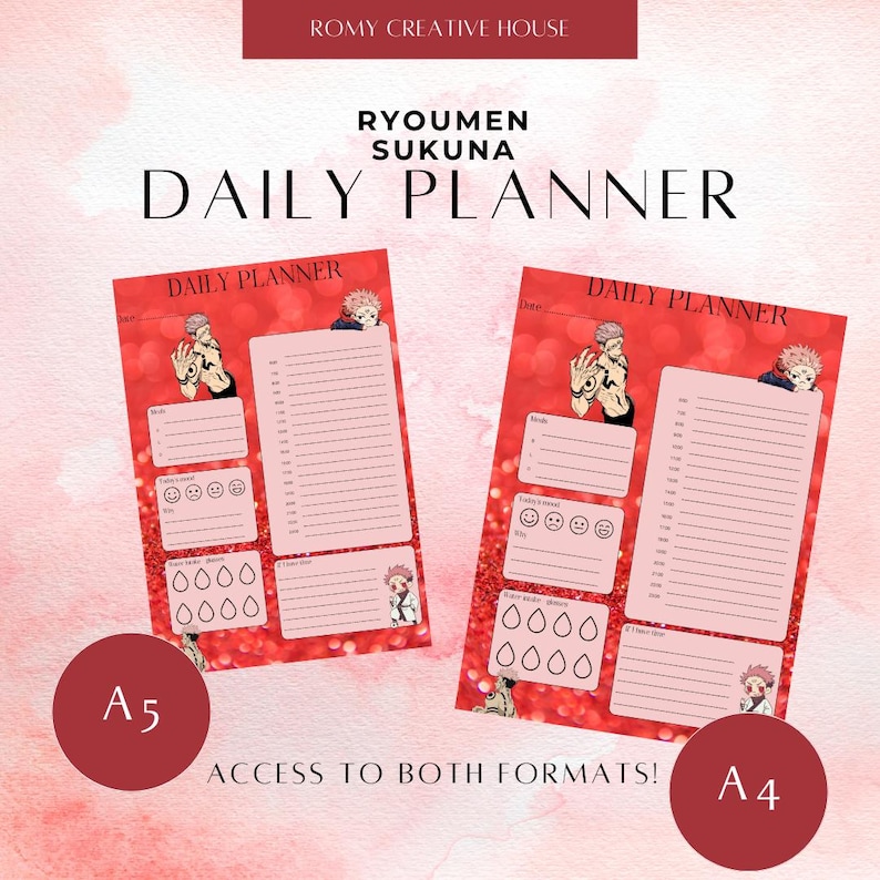 Jujutsu Kaisen Daily Planner | Ryoumen Sukuna Daily Planner | Anime ...