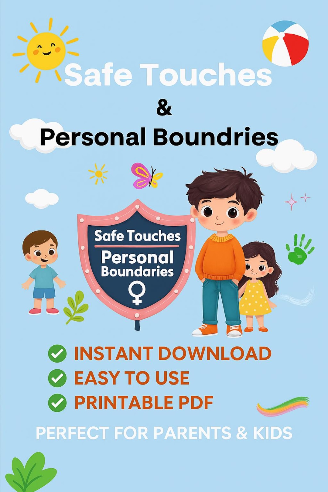 Safe Touches and Body Boundaries for Kids | Child Safety Workbook ...