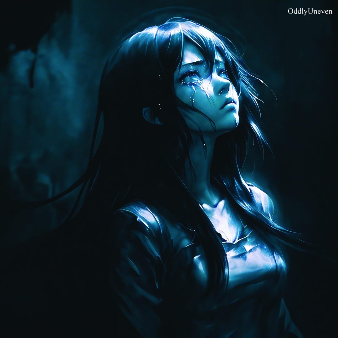 Crying Girl Dark Aesthetic Digital Art Printable | 1:1 | Instant ...