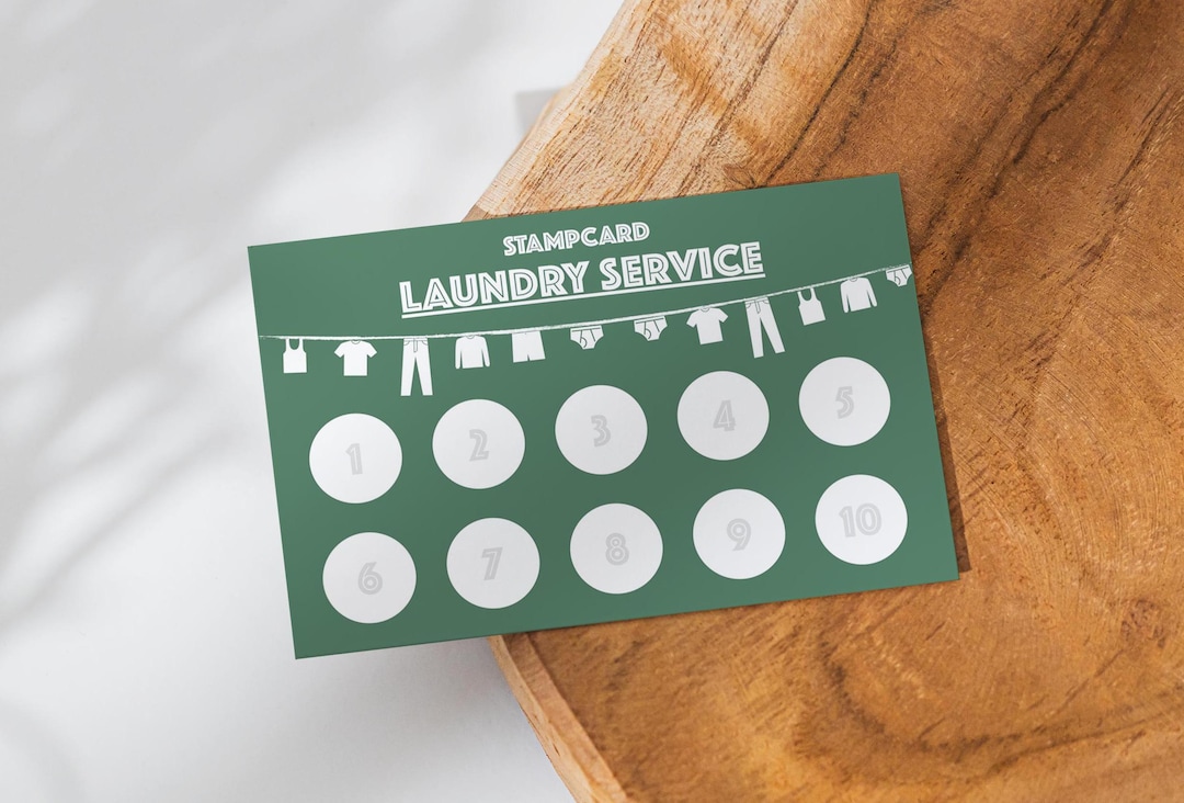 Printable Laundry Service Stamp Card | Digital Wash & Fold Loyalty Card ...