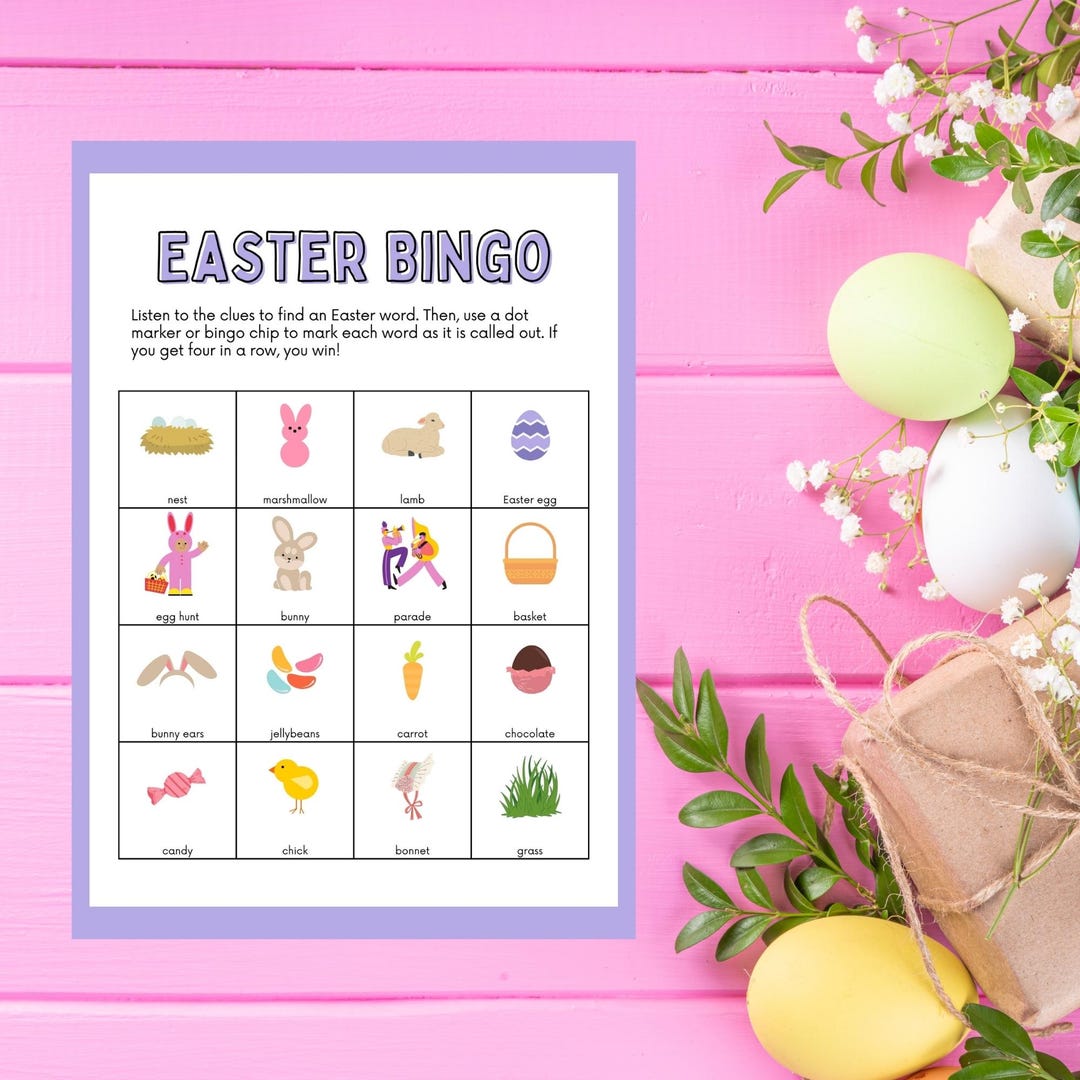 Easter Bingo Game for Kids | Fun Printable Activity | 8-page Digital ...
