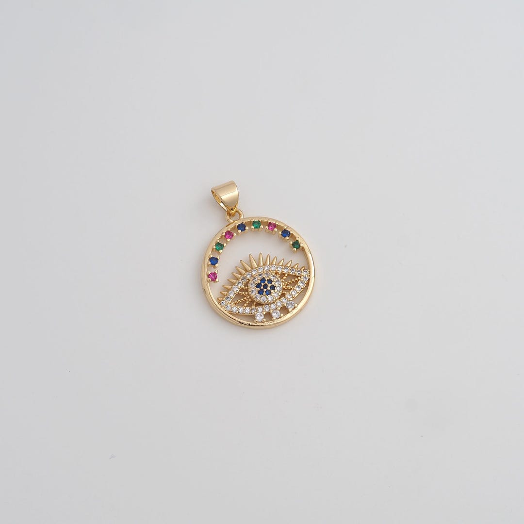 Gold Evil Eye Charms 18K Gold Filled Devil Eye Pendant for DIY Bracelet ...