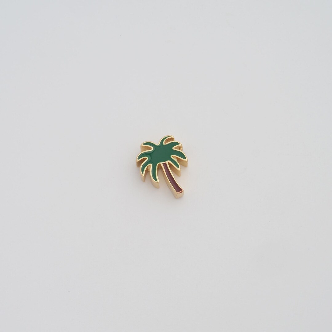 Gold Enamel Coconut Tree Spacer Beads 18K Gold Filled Palm Tree Beads ...