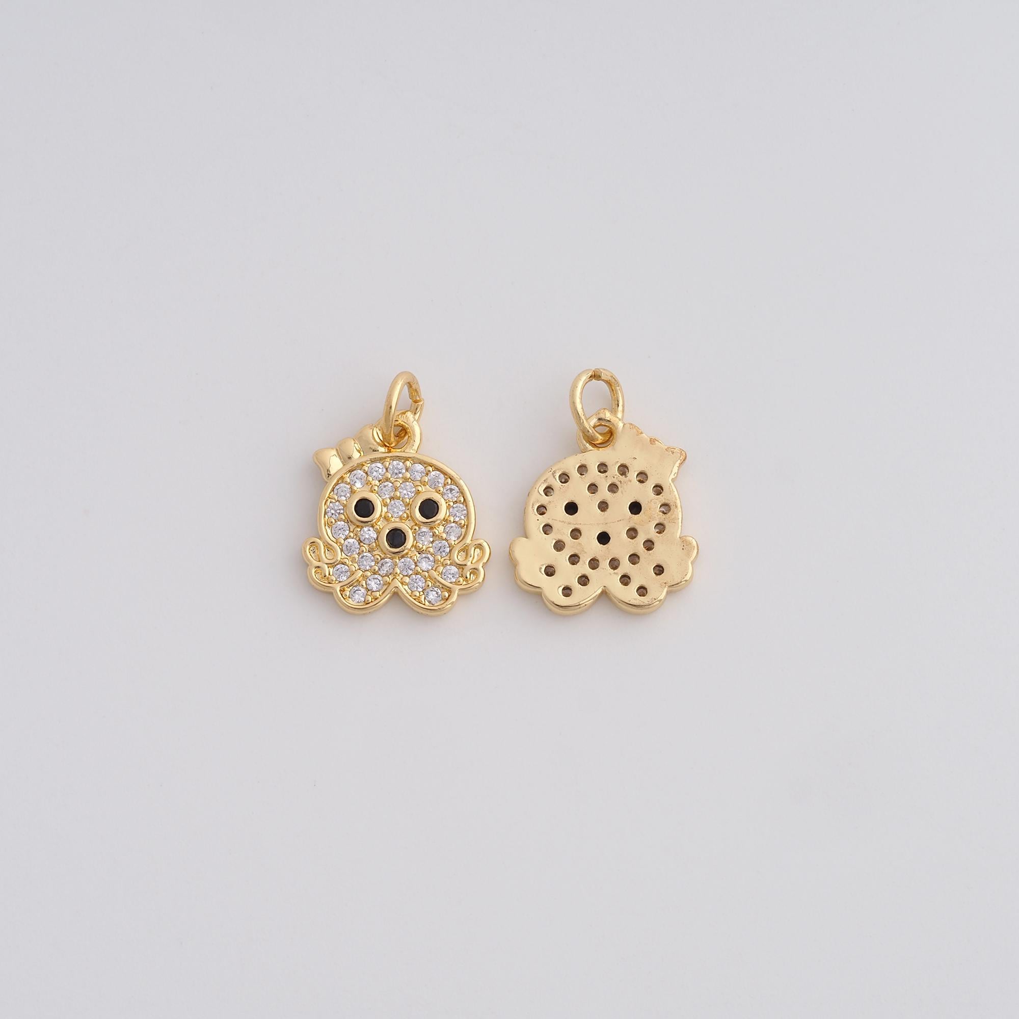 Gold Octopus Charms 18K Gold Filled Marine Life Pendant for DIY ...
