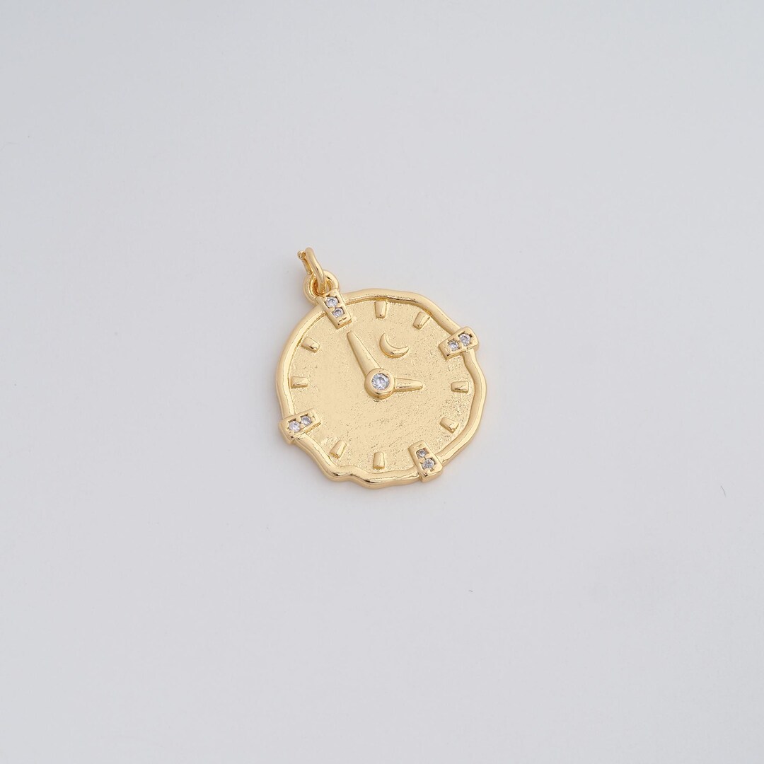 Gold Clock Charms 18K Gold Filled Clock Pendant for DIY Bracelet ...