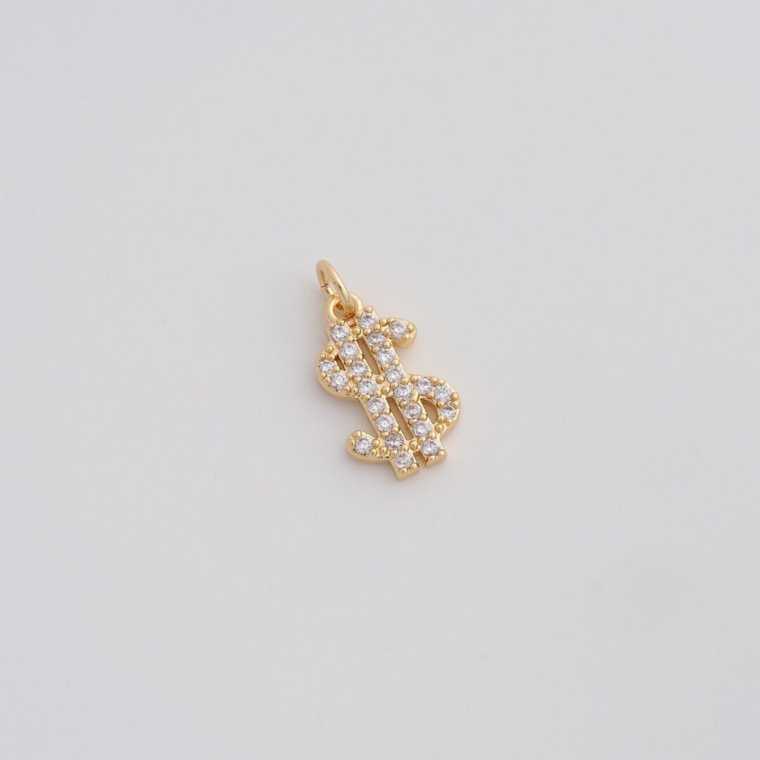 Gold Dollar Sign Charms 18K Gold Filled Symbol Pendant for DIY Bracelet ...