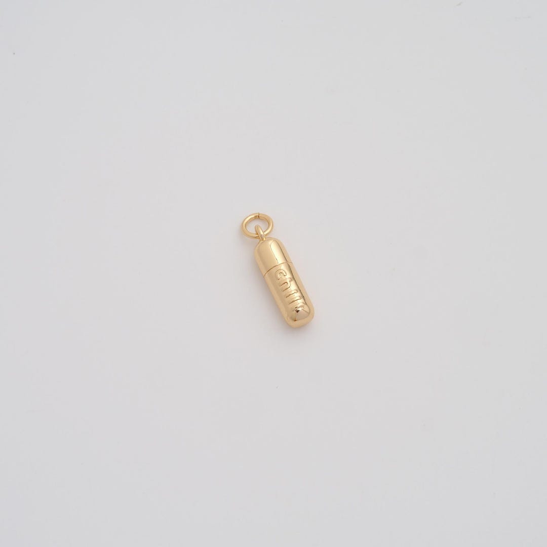 Gold Chill Pill Charms 18K Gold Filled Capsule Pendant for DIY Bracelet ...
