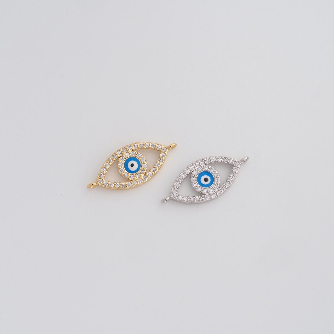 Gold Enamel Evil Eye Connectors 18K Gold Filled Devil Eye Connectors ...