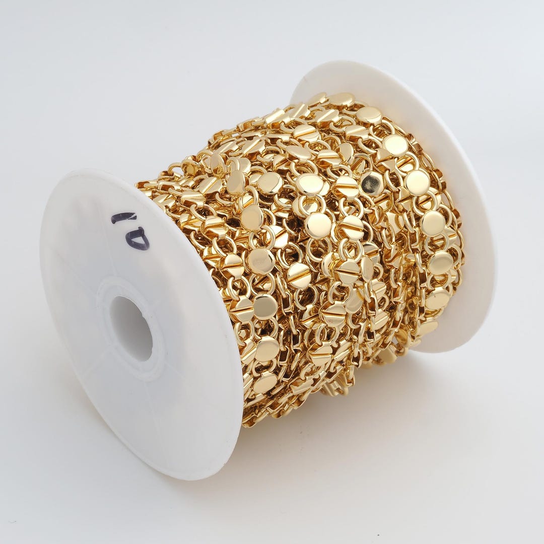 3.28 FT Gold Screw Head Chains 18K Gold Filled Semi-finished Chains for ...