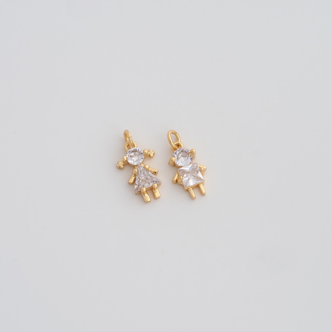 Gold Couple Charms 18K Gold Filled Boy Girl Pendant for DIY Bracelet ...