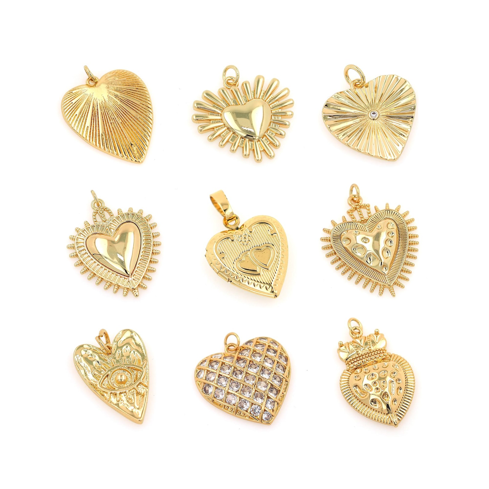 Gold Heart Charms 18K Gold Filled Big Heart Pendant Heart Charm ...