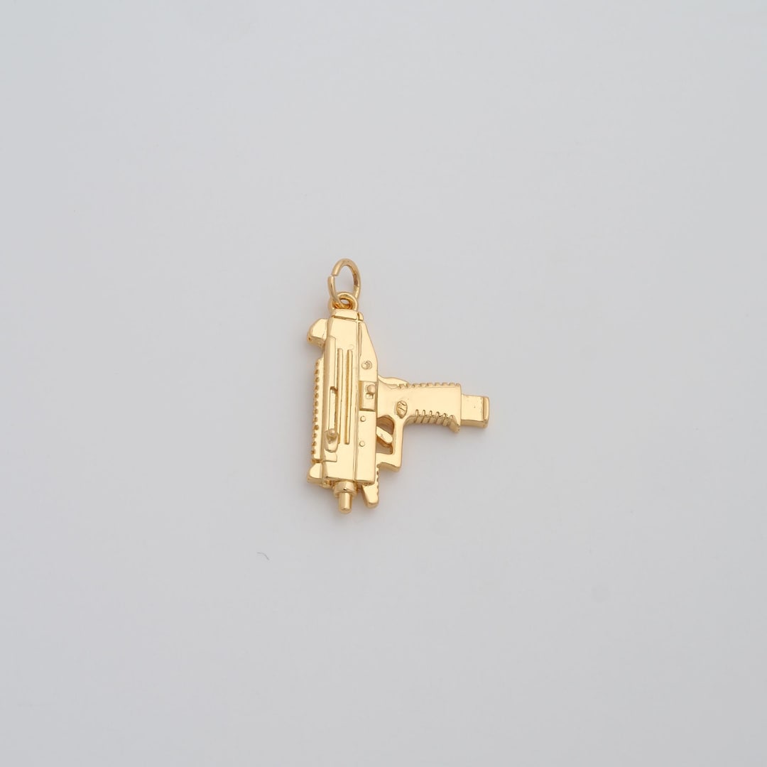 Gold Weapons Charms 18K Gold Filled UZI Pendant for DIY Bracelet ...