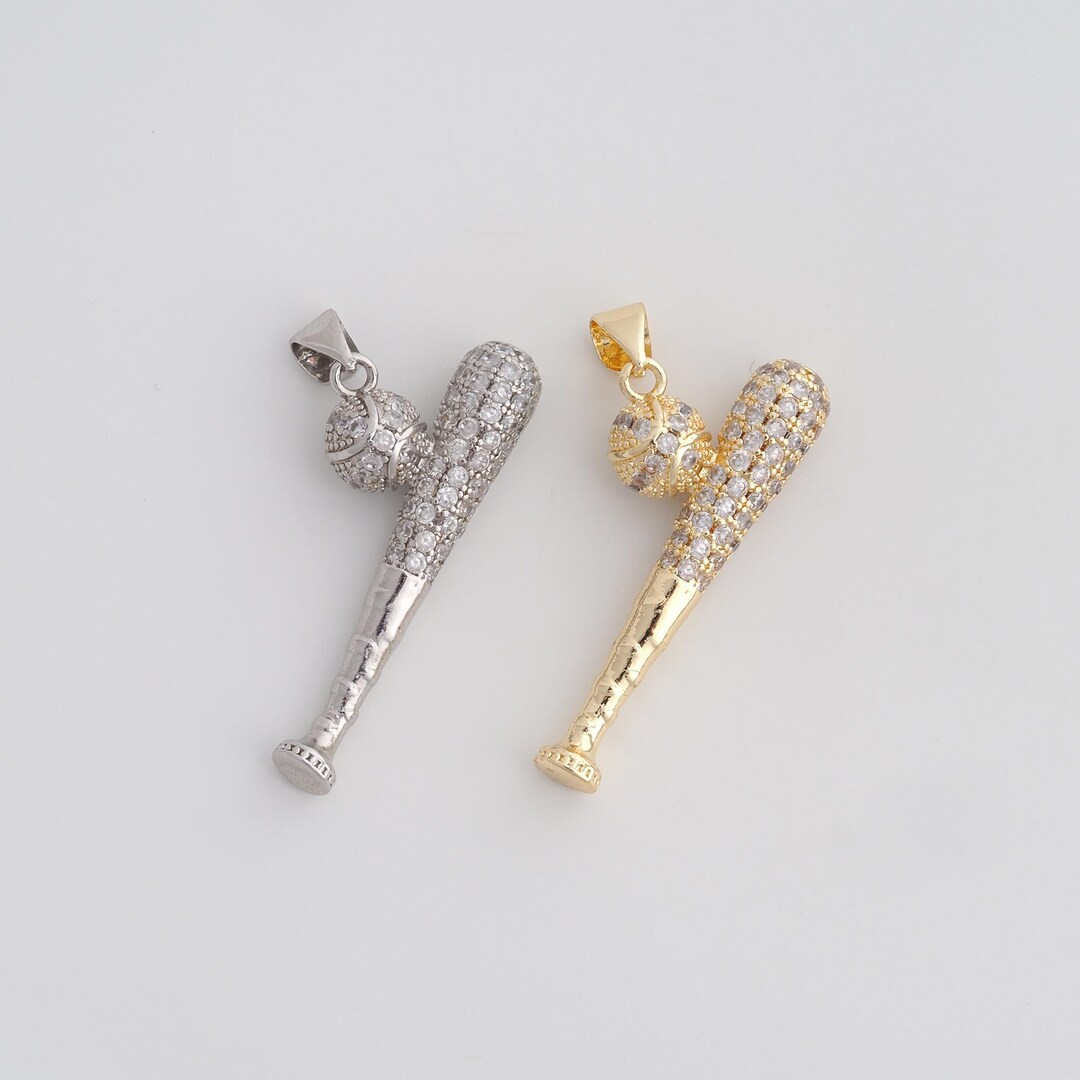 Gold Baseball Bat Charms 18K Gold Filled Baseball Pendant for DIY ...