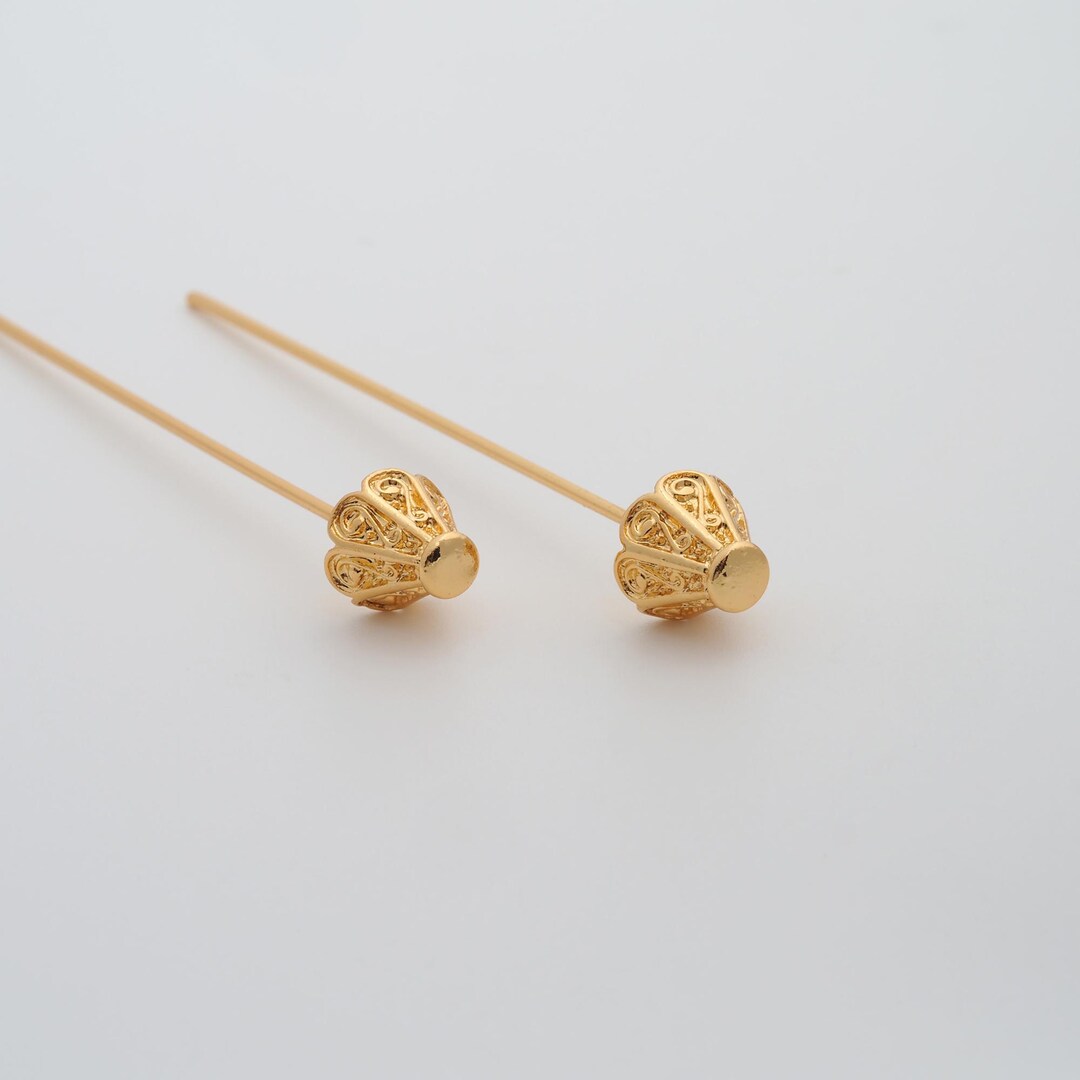 5 Pcs Gold Flower Head Pins 18K Gold Filled Flower Head Pins for DIY ...