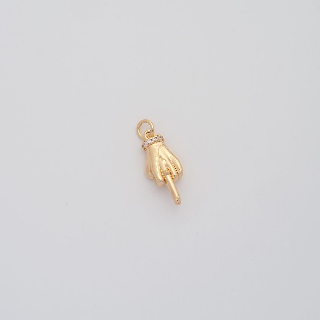 Gold Middle Finger Charms 18K Gold Filled Gesture Pendant for DIY ...