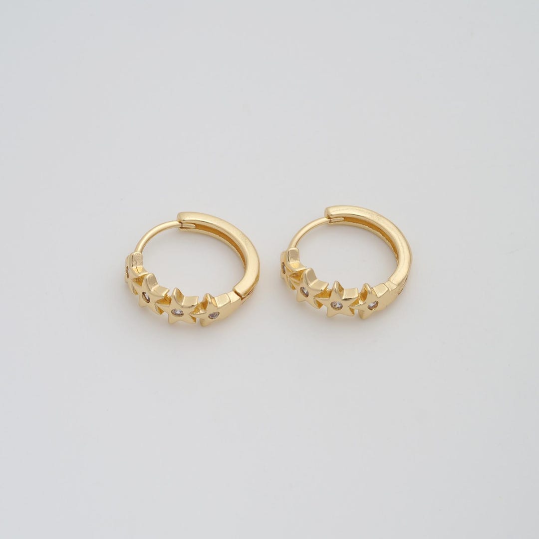 Gold Hoop Earrings 18K Gold Filled Star Earrings Valentine Gifts ...