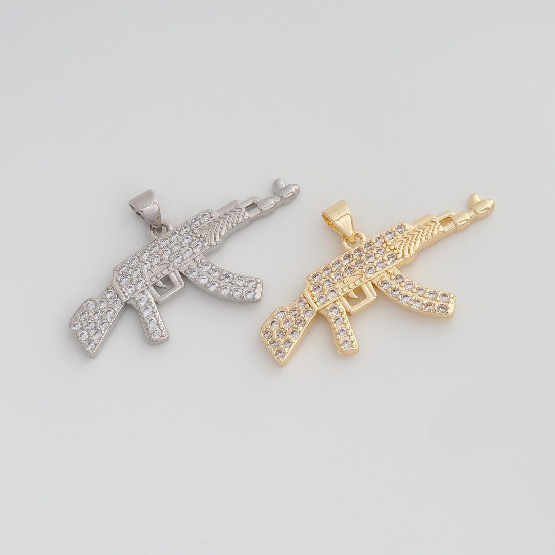 Gold Weapons Charms 18K Gold Filled AK47 Rifle Pendant for DIY Bracelet ...