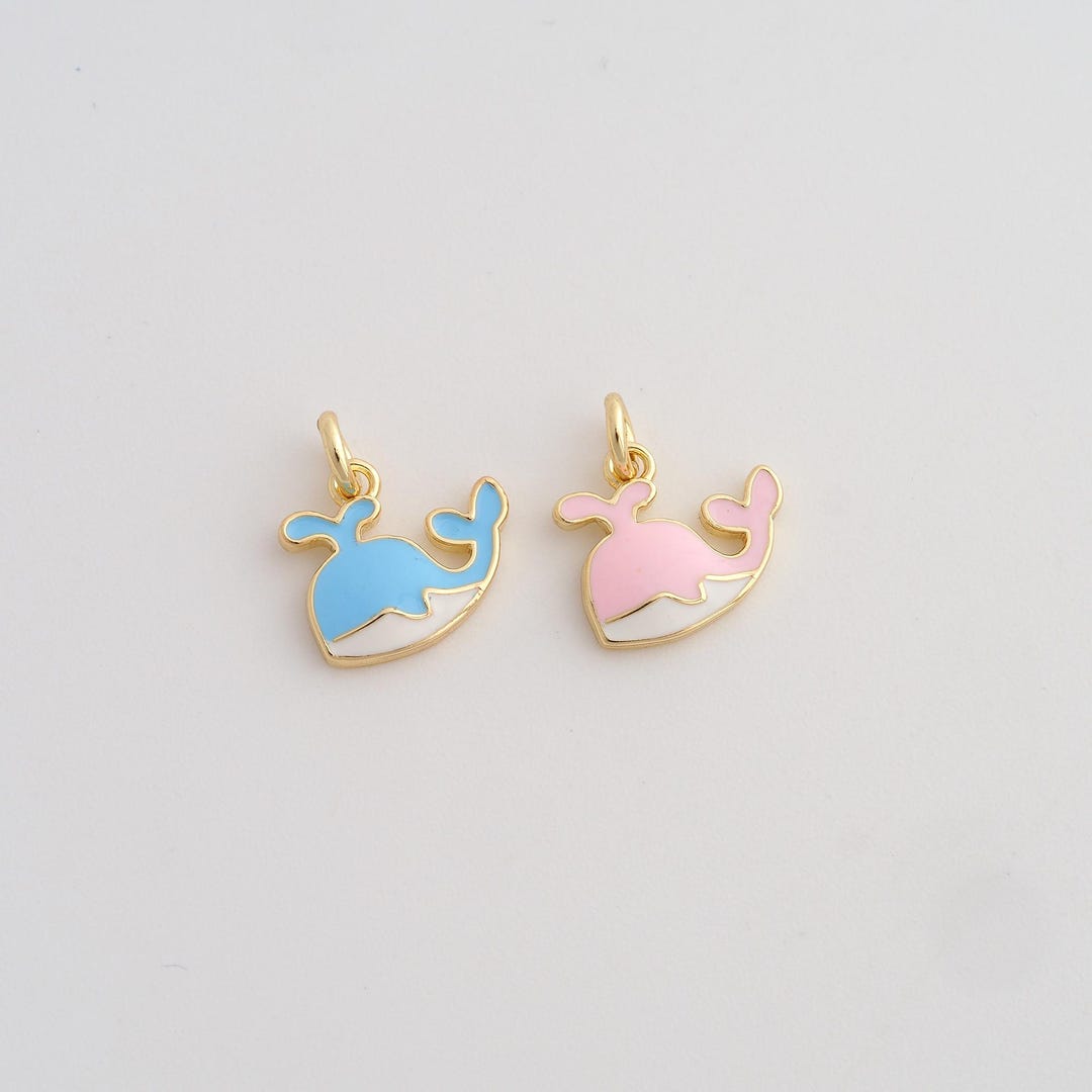 Gold Enamel Whale Charms 18K Gold Filled Marine Life Pendant for DIY ...