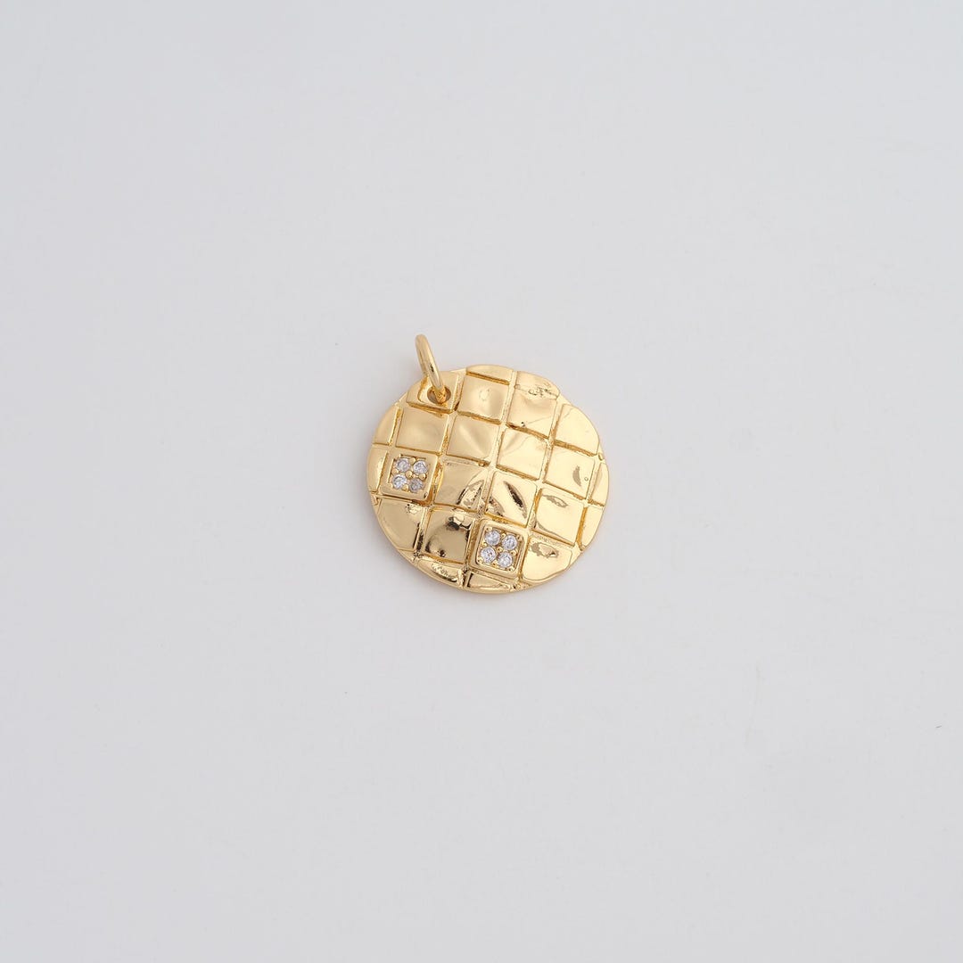 Gold Round Charms 18K Gold Filled Disc Pendant for DIY Bracelet ...