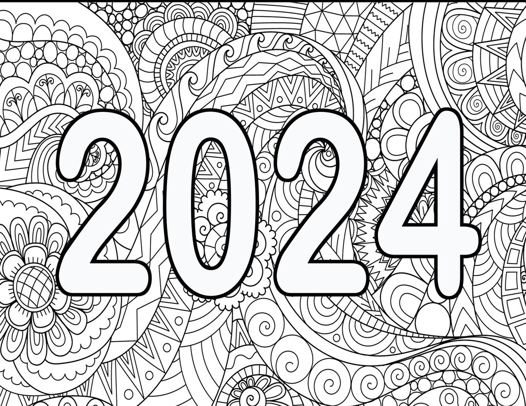 Digital Download 2024 Year Coloring Page - Etsy