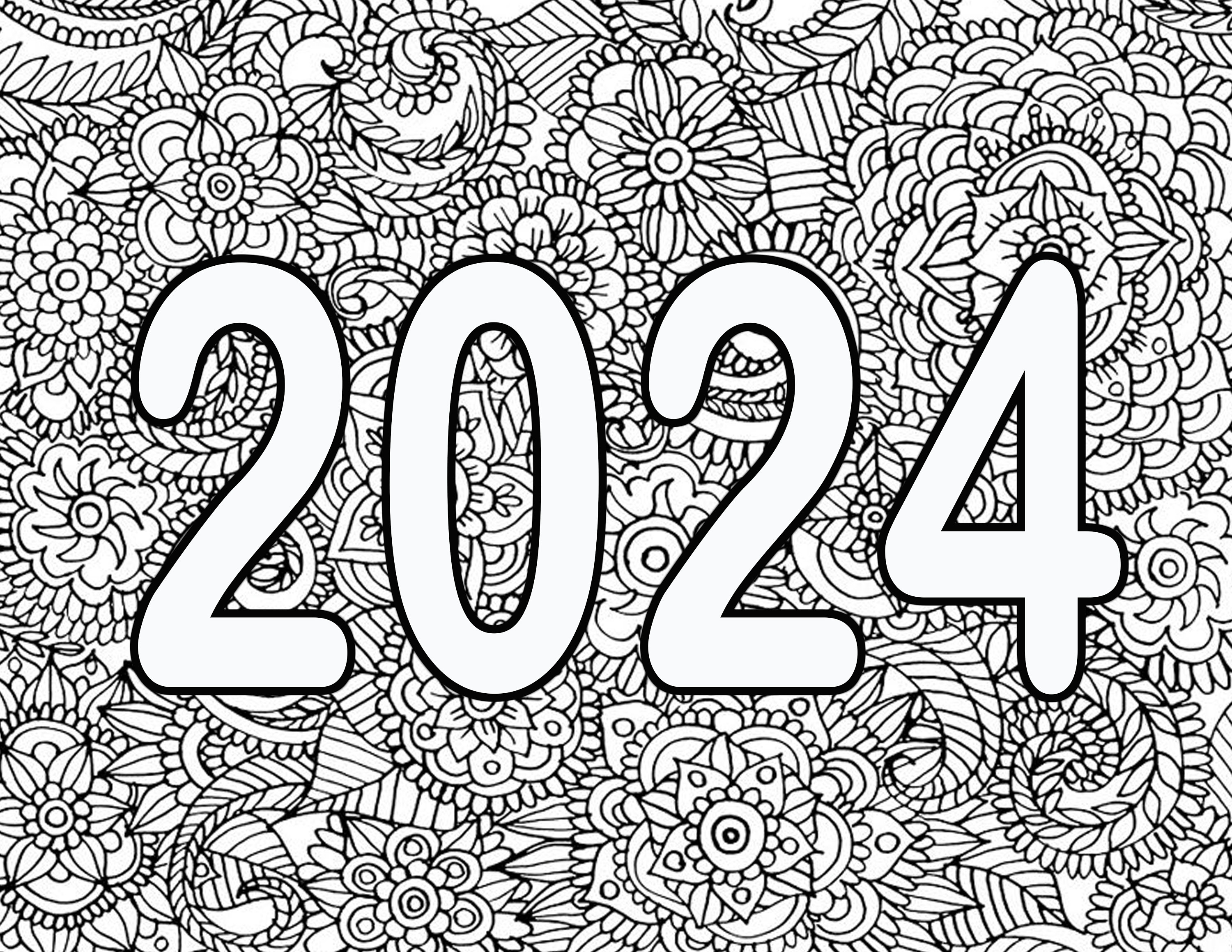 Digital Download 2024 Year Coloring Page - Etsy