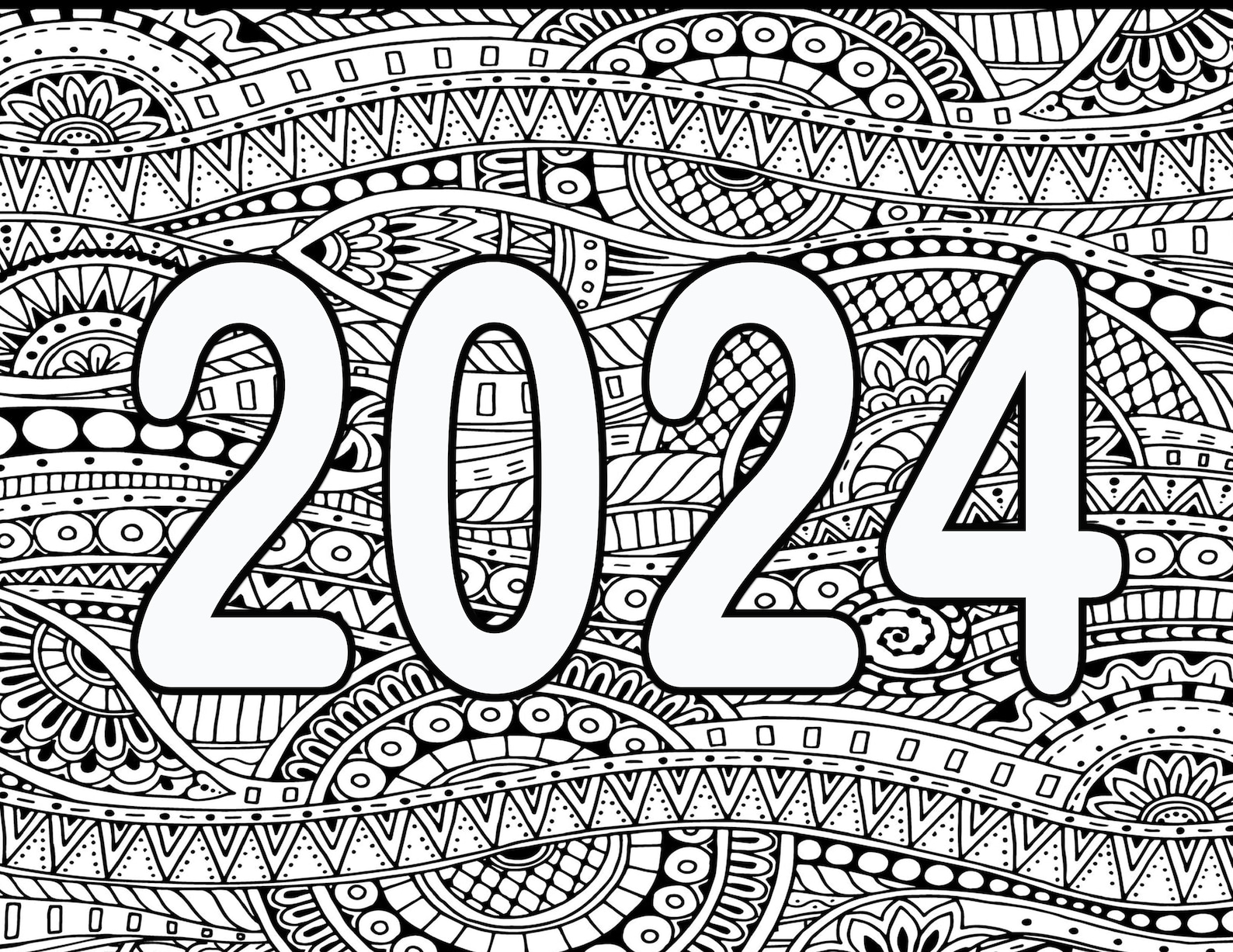 Digital Download 2024 Year Coloring Page - Etsy