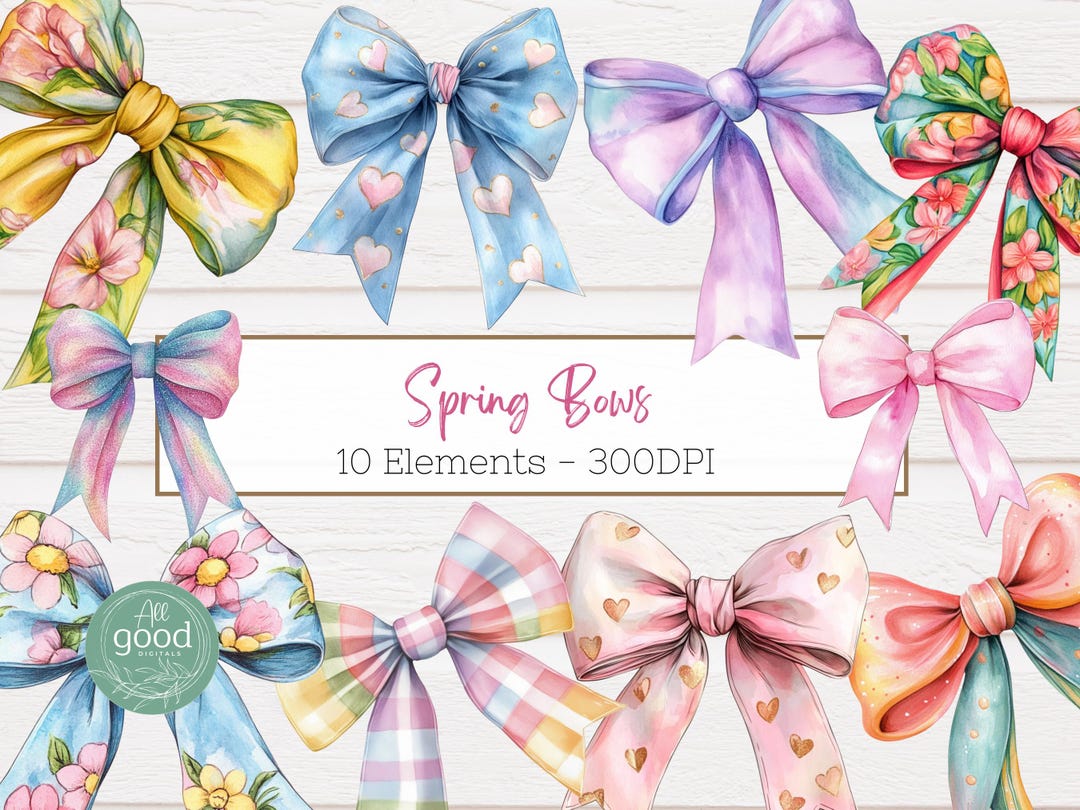 Spring Bows Clipart | Easter Bows | Spring Clipart | Boho Clipart ...