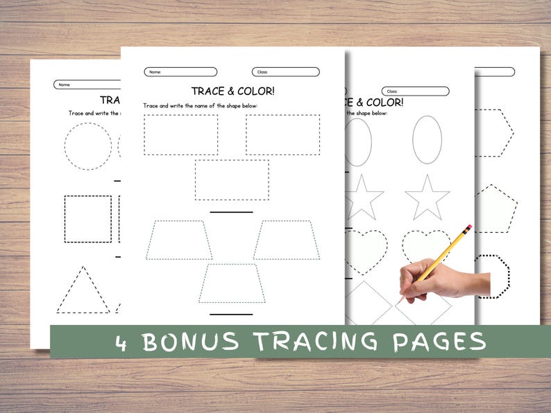 Shapes Tracing Worksheet, Preschool and Kindergarten Shape Practice ...
