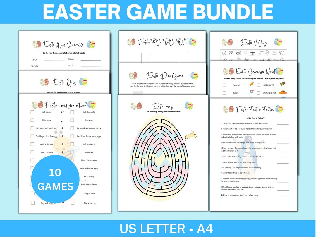 Easter Game Bundle ,easter Printable Games, Easter Games Bundle for ...