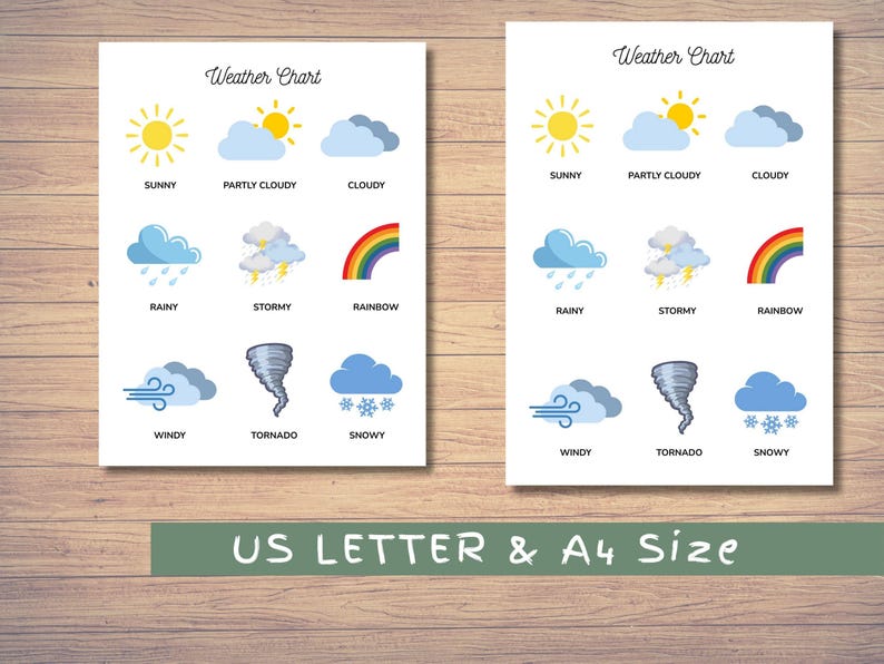 Weather Chart Printable, Weather Chart for Kids,montessori Weather ...