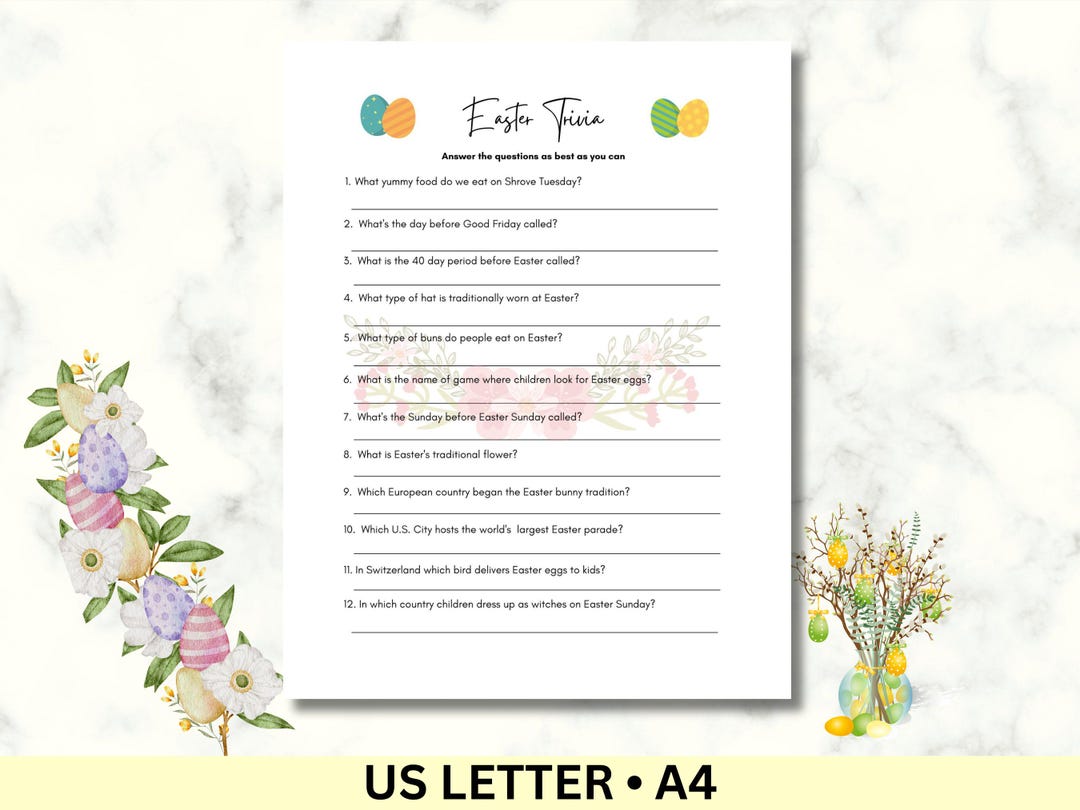 Easter Trivia,easter Trivia Game,printable Kids Easter Trivia With ...