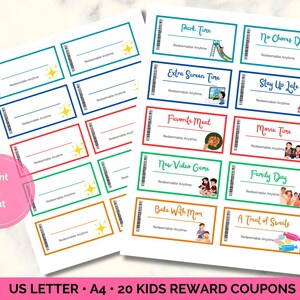 Kids Reward Coupons, Printable Reward Coupons for Kids, Behavior ...