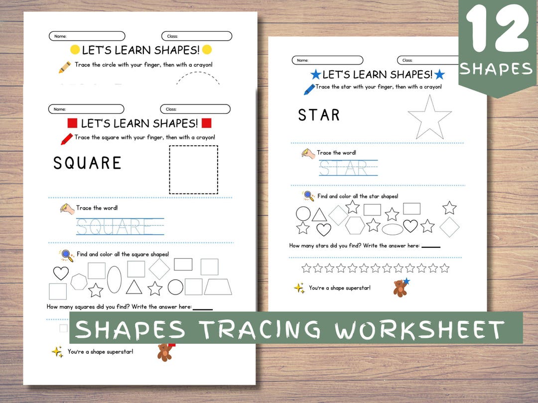 Shapes Tracing Worksheet, Preschool and Kindergarten Shape Practice ...