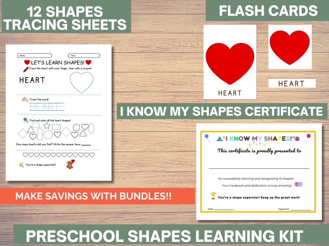 Preschool Shapes Learning Kit, Shape Recognition Bundle, Learn Shapes ...