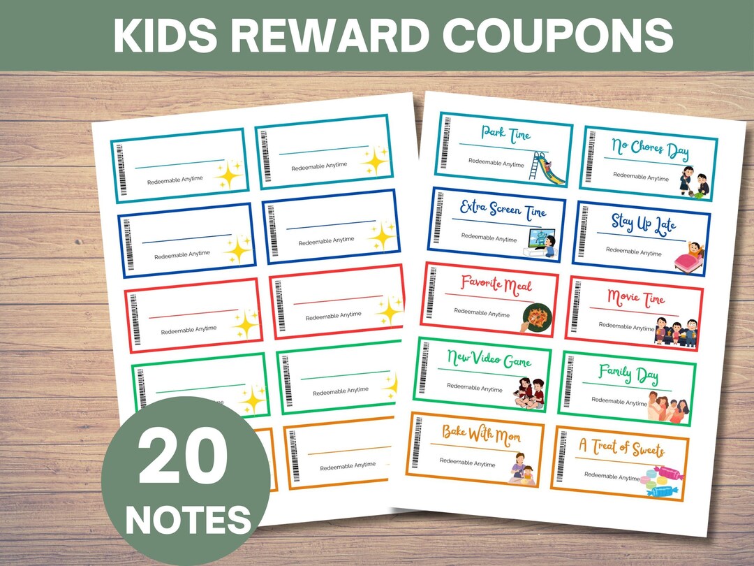 Kids Reward Coupons, Printable Reward Coupons for Kids, Behavior ...