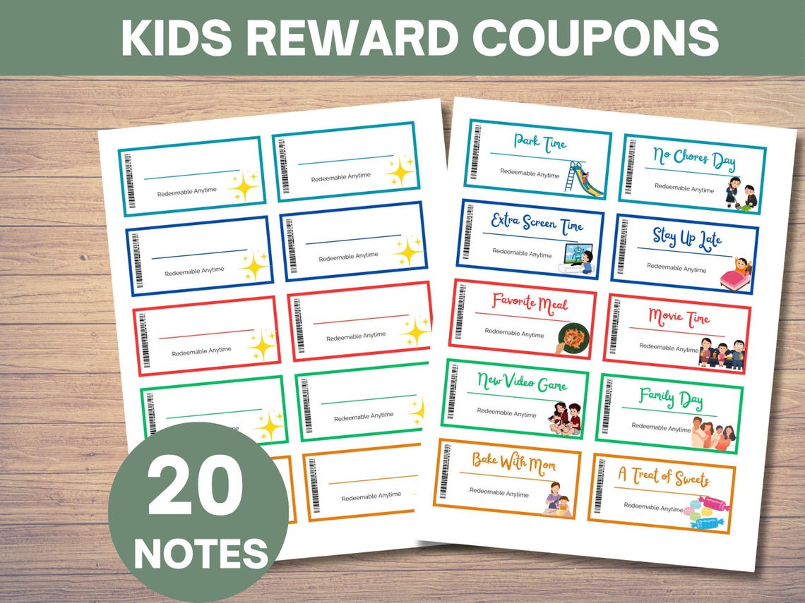 Kids Reward Coupons, Printable Reward Coupons for Kids, Behavior ...